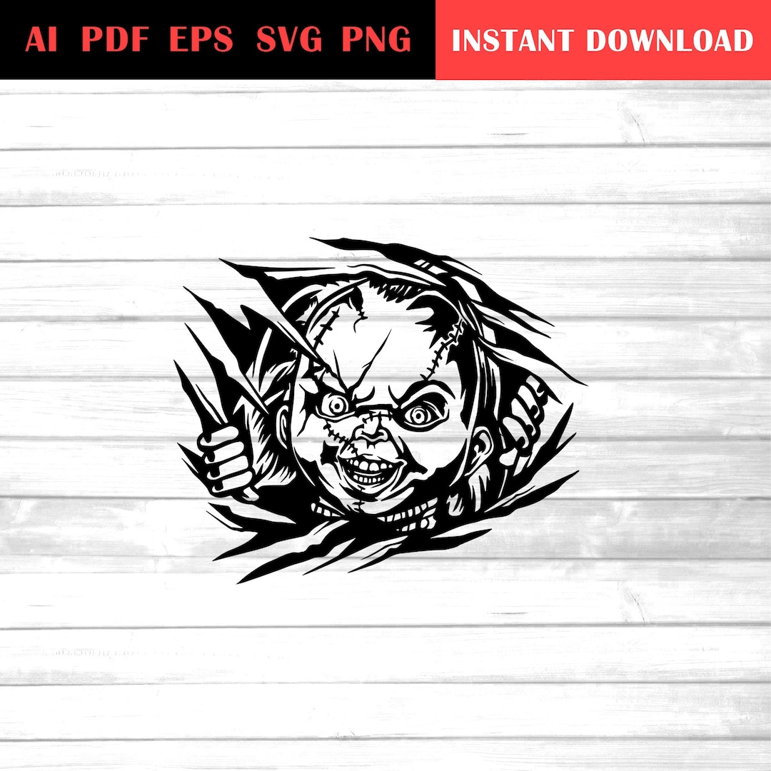 Chucky Peeking Svg / Horror Doll Clip Art / Halloween Character Design ...