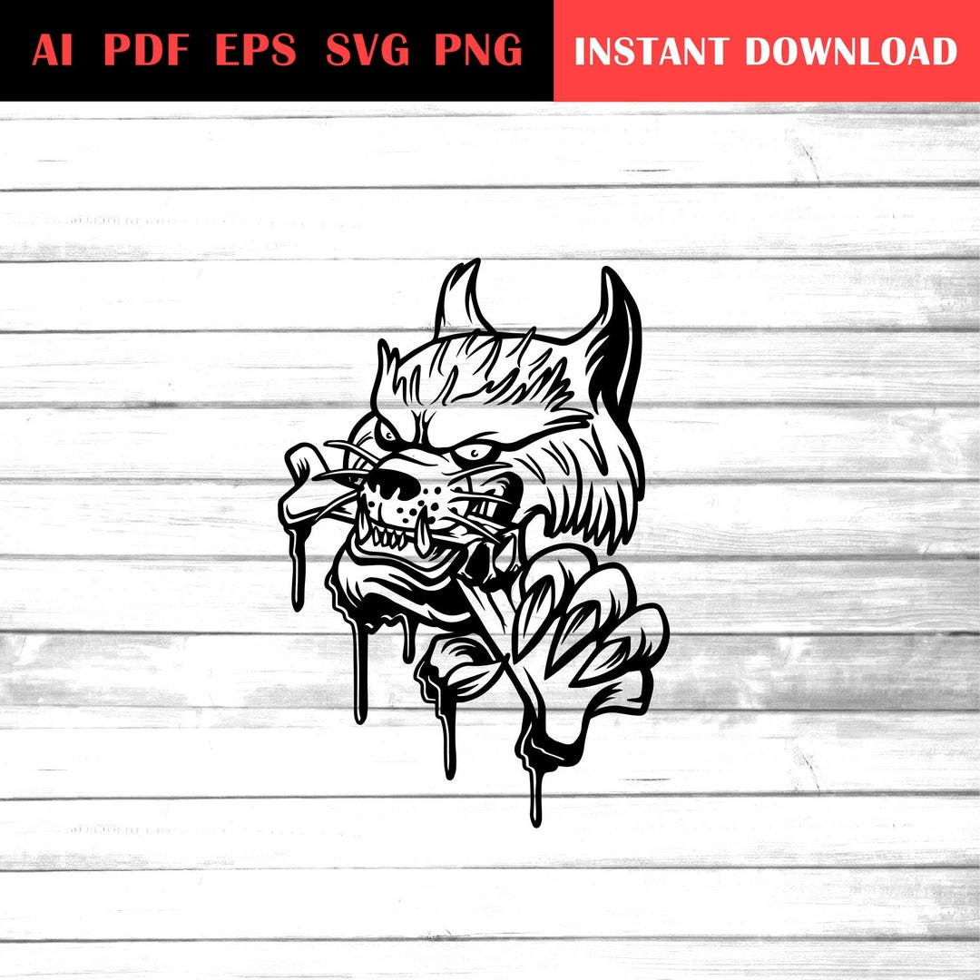 Wolf Bite Bone Crack Svg / Oriental Dog New Skool Tattoo Design ...