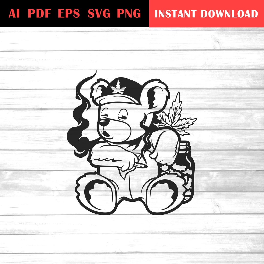 Rasta Bear Smoking Weed Svg / Marijuana Smoking Animal Svg / Stoned ...