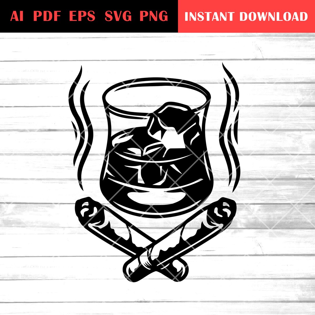 Cigars Svg | Whiskey Svg | Alcoholic Drink | Wine Glass Svg | Smoke Svg ...