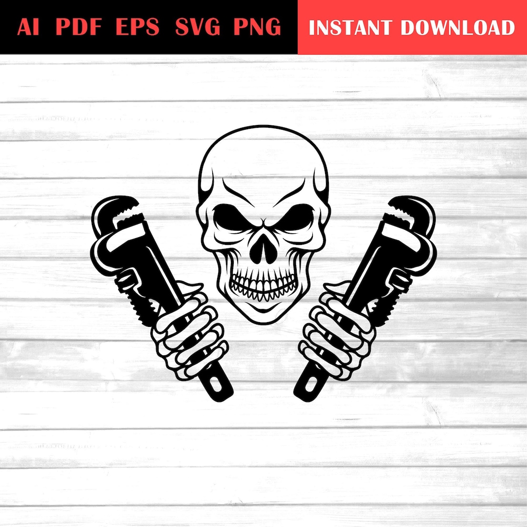 Plumber Skull Svg / Skeleton Plumber With Pipe Wrench Clip Art - Etsy