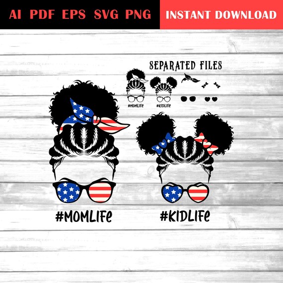 Momlife and Kidlife Cornrows Afro Bun Svg / Mom and Daughter - Etsy