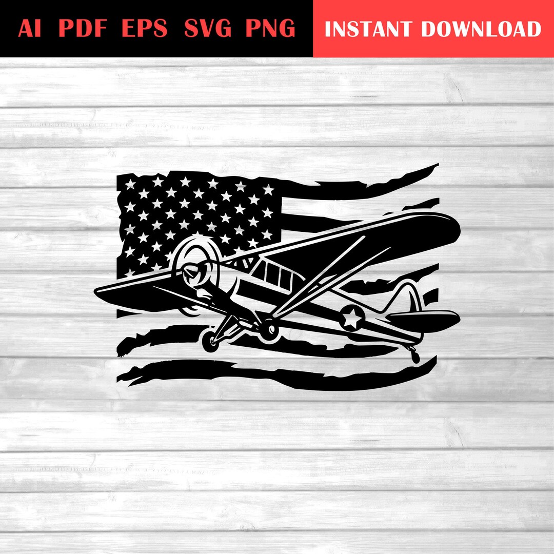 US Piper J-3 Cub Pilot Svg / American Piper Cub Aviation Png ...