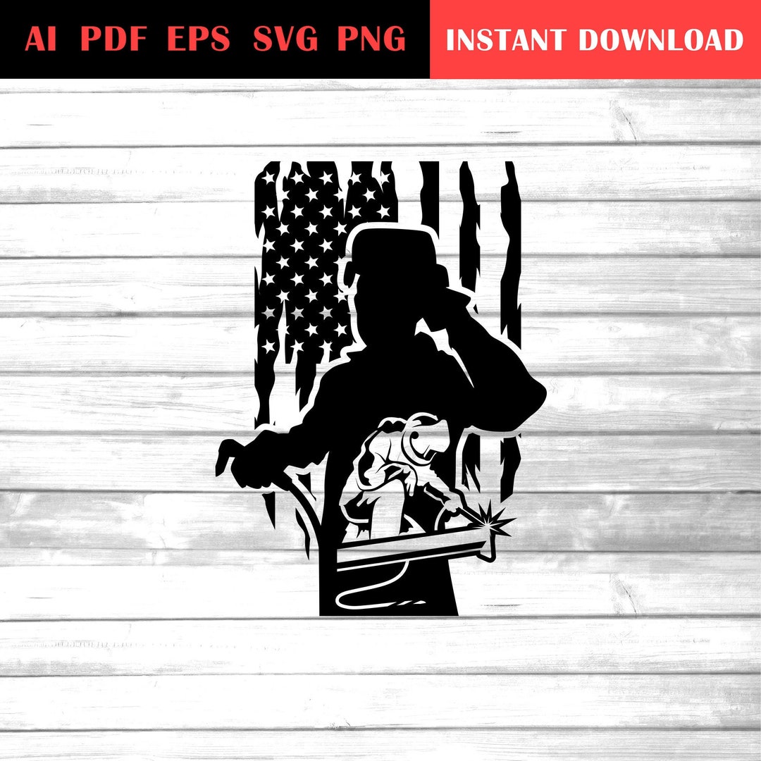 US Welder Holding Welding Handle Svg / American Welder Working Clip Art ...