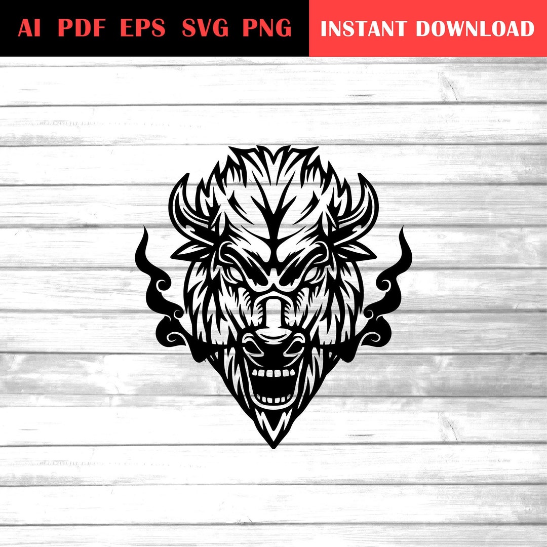 Bison Face With Smoke Svg / Fierce American Bison Face Png /strong ...