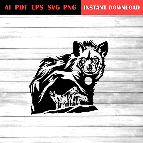 Hyena Nature Svg / Striped Hyena Mountains and Moon Png / - Etsy