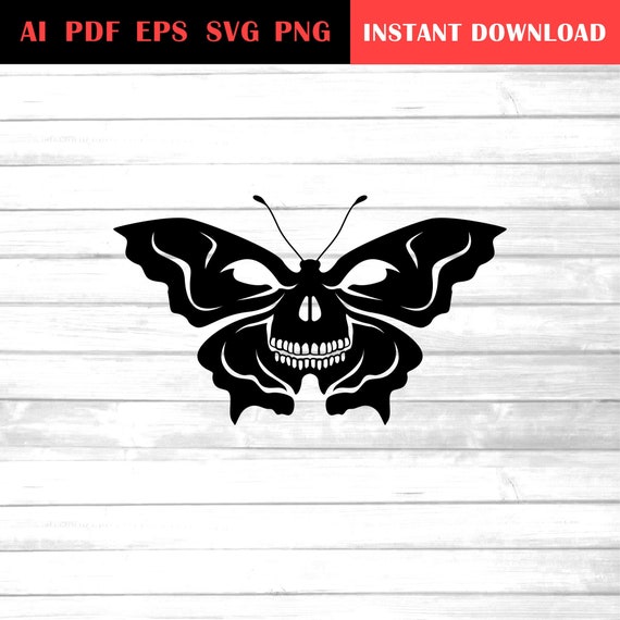 Skull Face Butterfly Svg / Skeleton Butterfly Printable Clip - Etsy
