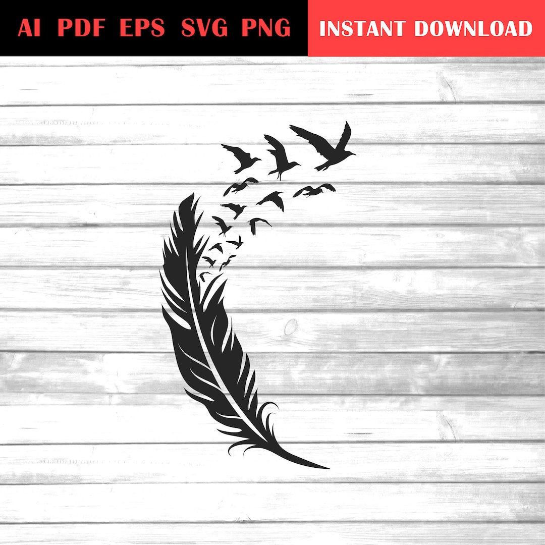 Flying Birds From Feather Svg /memorial Feather Svg /flying Birds ...