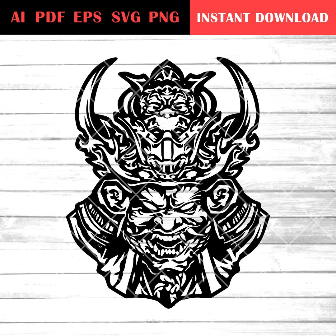 Samurai Svg| Warrior Mask Svg| Mask Clip Art| Fighter Svg| Samurai Mask ...