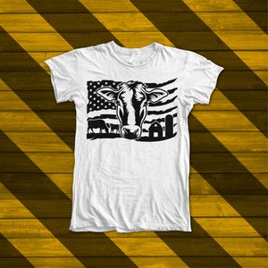 USA Cow Farm Svg / Cattle Farm Png Clip Art / American Flag Distressed ...