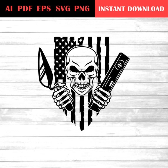 US Mason Skull Svg / Skeleton Masonry Cement Trowel & Level - Etsy