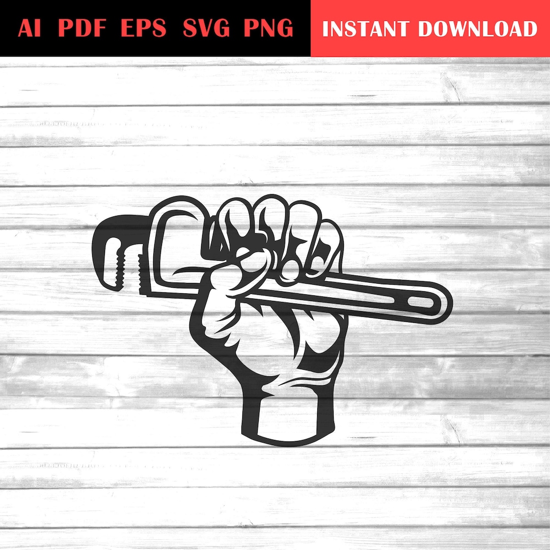 Hand Holding Pipe Wrench Svg / Plumber Printable Clip Art /handgrip ...