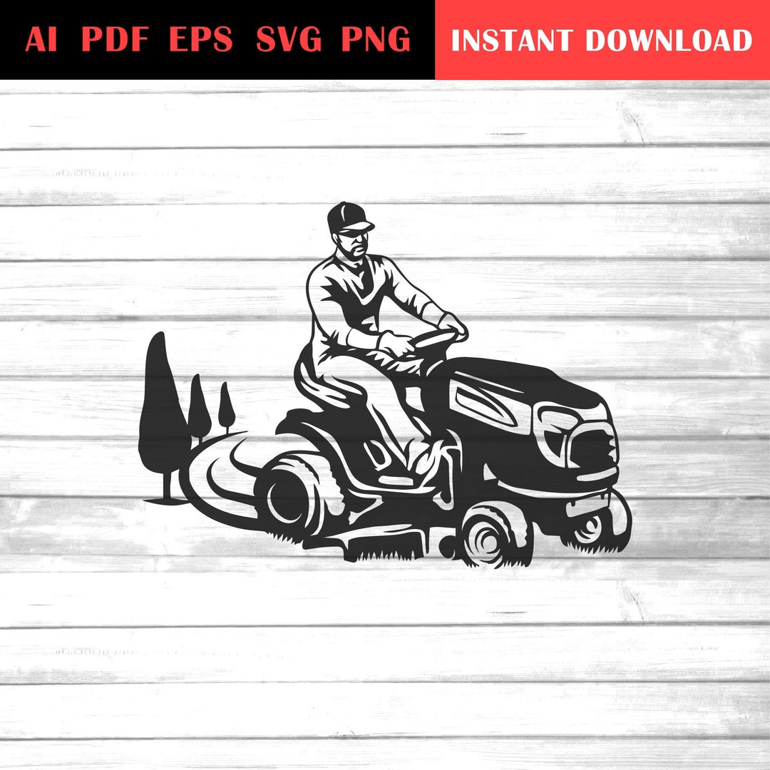 Landscaper Working With Lawn Tractor Svg / Landscaping Clip Art ...