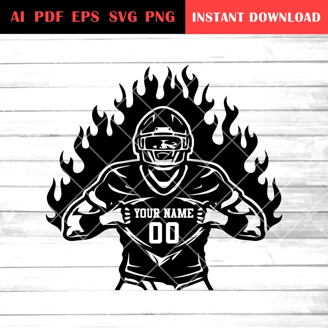 Fire Football Svg| Flaming | Football Svg | Football Player Svg ...