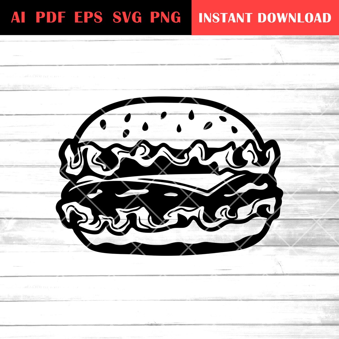 Hamburger Svg , Burger Svg,cheese Burger, Cricut,silhouette,vector,clip ...