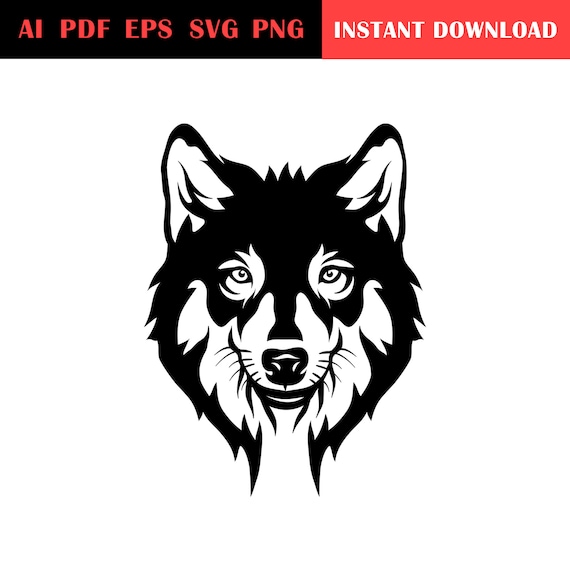 Gray wolf face svg / alpha wolf clip art / Canidae svg | Etsy