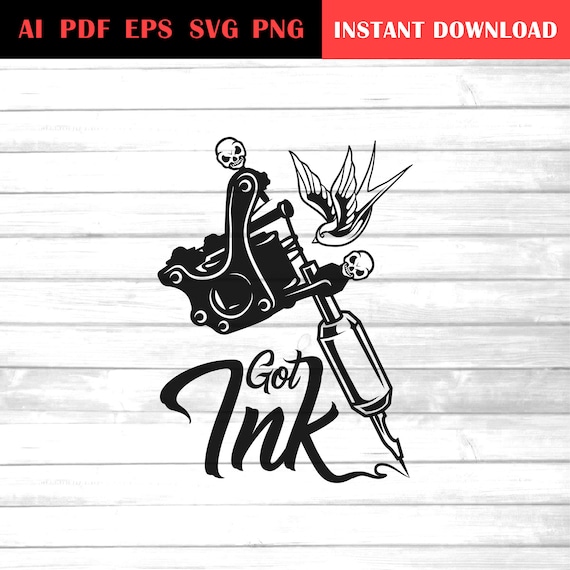 Got ink svg / tattoo machine coil svg / skin ink and swallow | Etsy