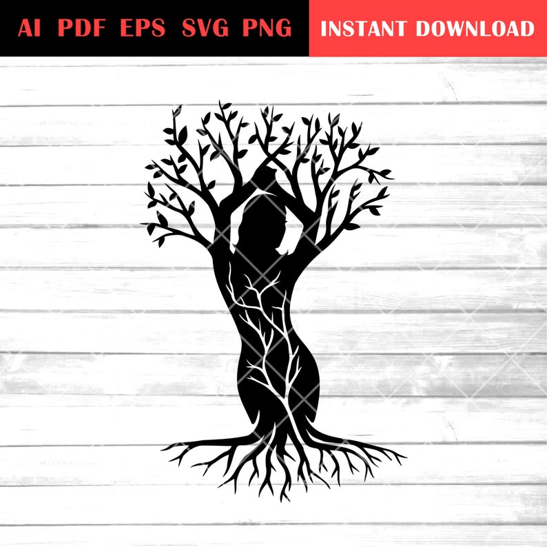 Mujer Árbol svg / árbol de la vida svg / ramas raíces / planta humana ...