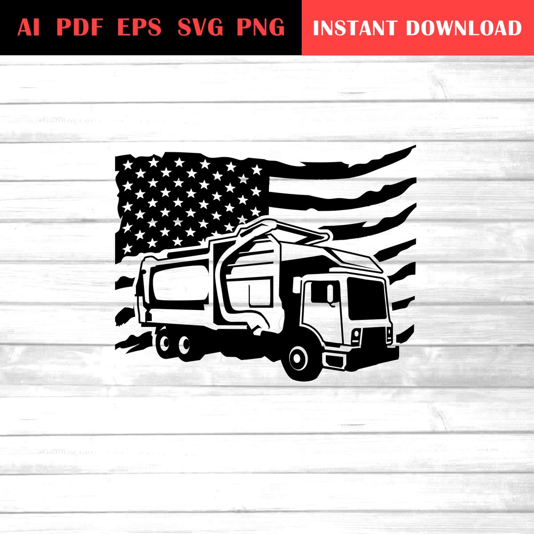 US Garbage Truck Operator Svg / Solid Waste Transporter Clip Art Design ...