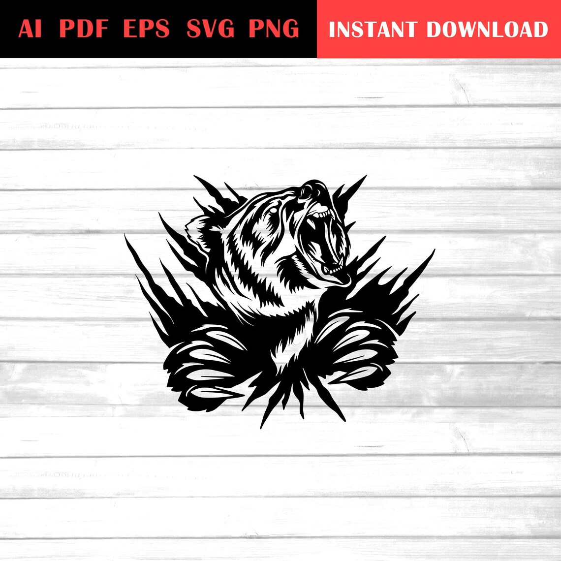 Bear Wall Scratch Svg / Fierce Bear Claw Rip Clip Art / Wild - Etsy
