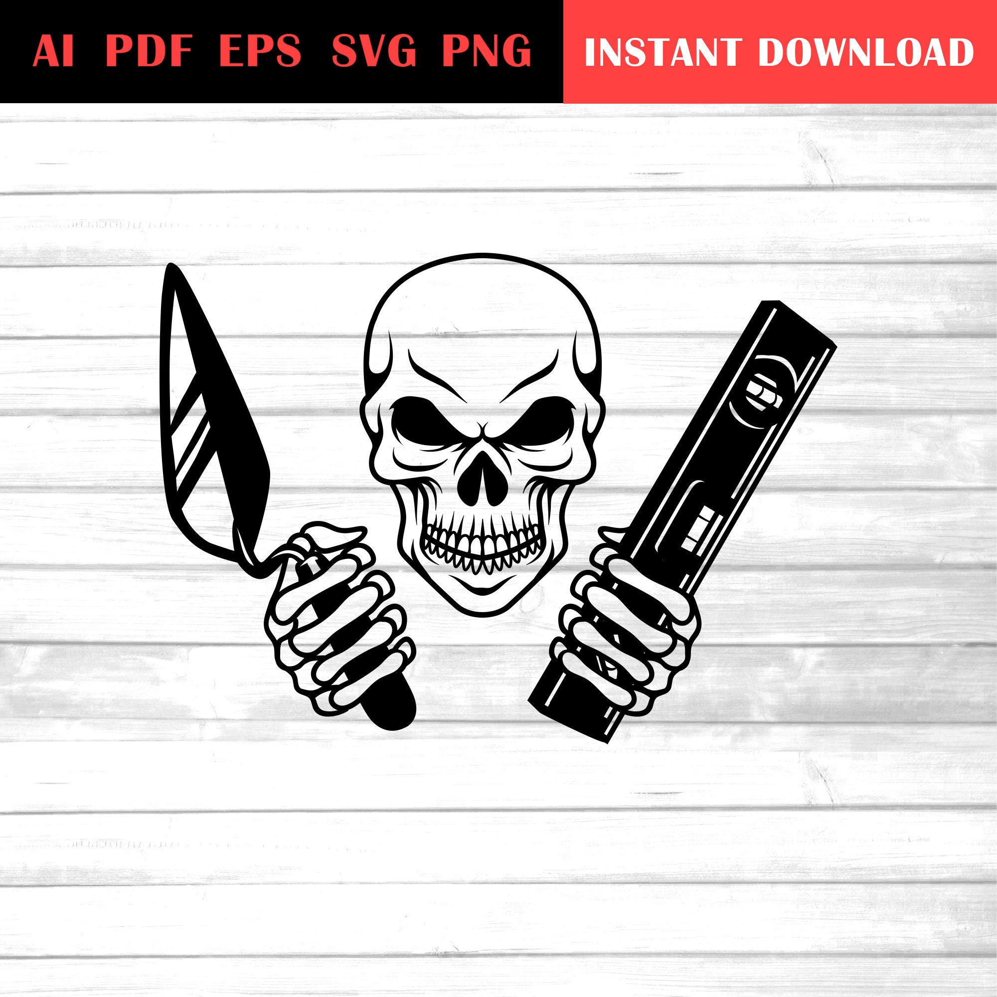 Mason Skull Svg / Skeleton Masonry With Cement Trowel & Level Bar Clip ...