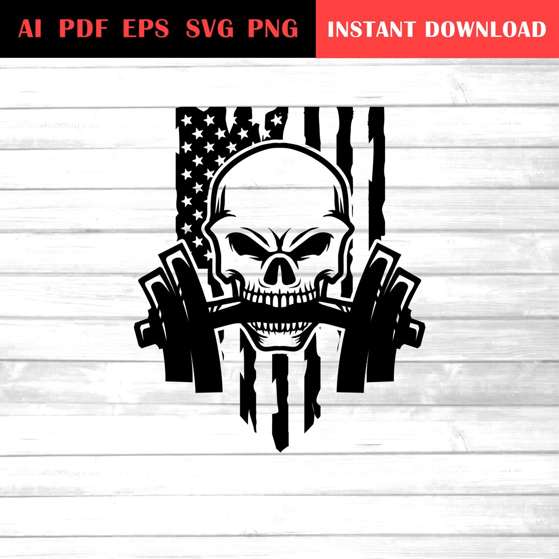 US Fitness Gym Svg / Crossfit Skull Head and Dumbbell Clip Art - Etsy