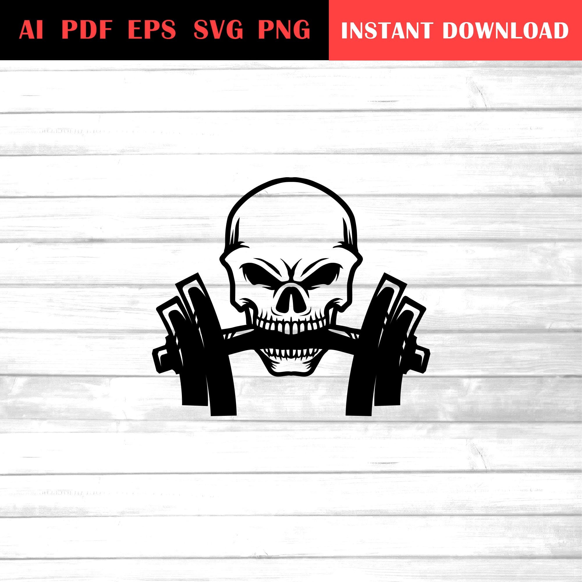 Skull Head Dumbbell Fitness Gym Barbell Svg Work Out , Crossfit Clip ...