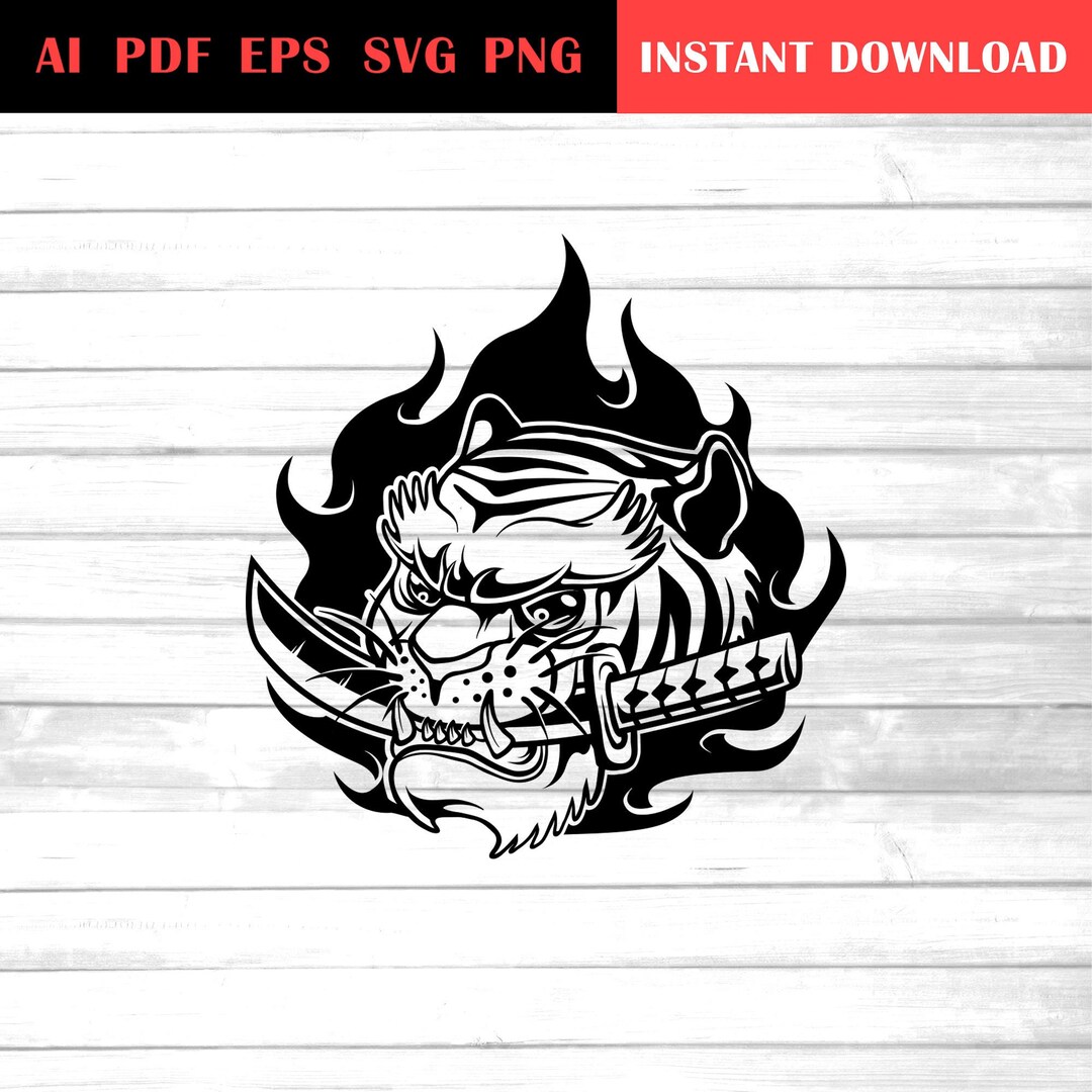Samurai Tiger Tattoo Design Svg / Oriental Tattoo New Skool Tattoo ...