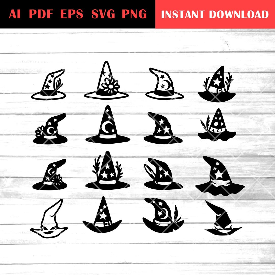Witch Hat SVG Bundle Witch Hat PNG Bundle Witch Clipart Witch Hat