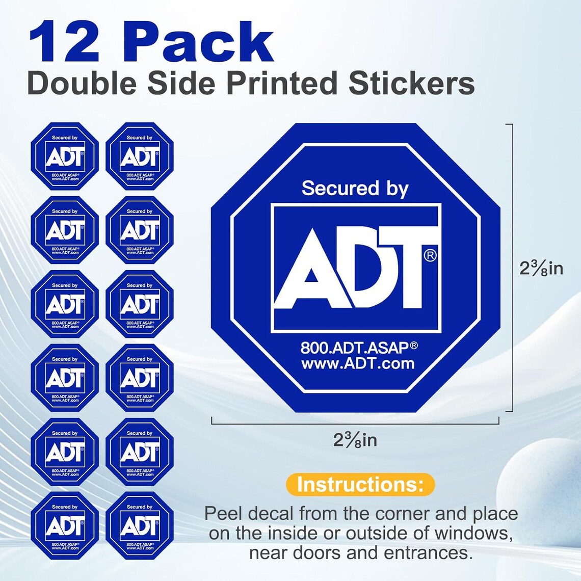 ADT Security Stickers: HD Printed Window Decals - 12 Pack - Etsy