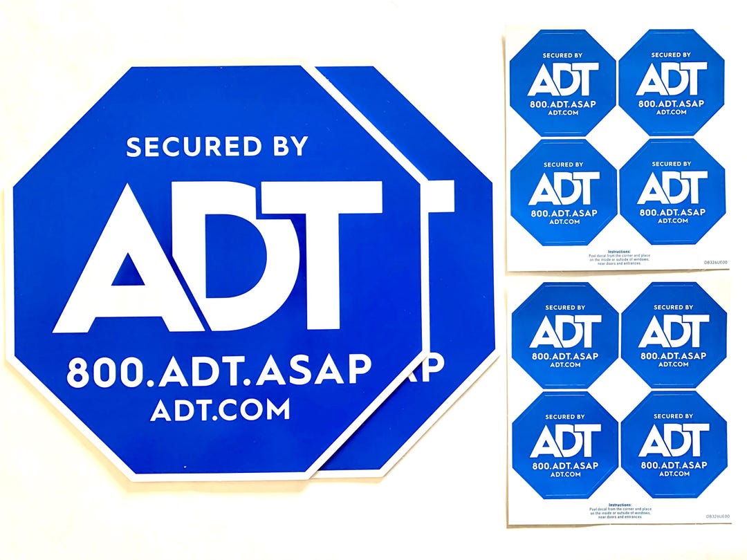 2 ADT Yard Signs With 8 Window Stickers (stake Not Included) - Etsy