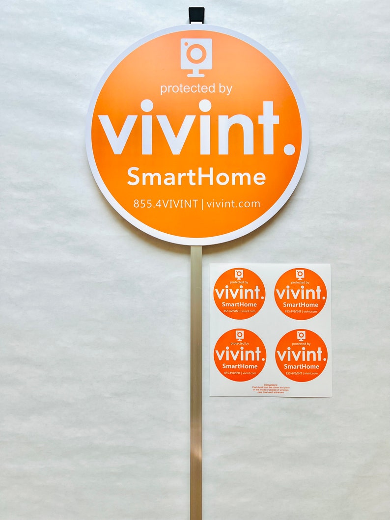 Vivint Security Yard Sign With 4 Window/door Stickers - 28" Aluminum ...