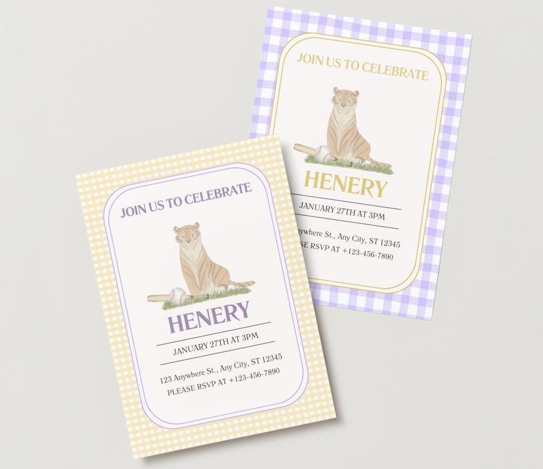 LSU Baseball Birthday Party Invitation Template, Colorful Party Invite ...