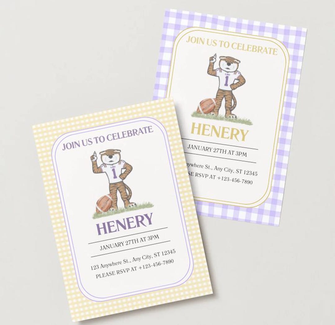 LSU Football Birthday Invitation: Editable Canva Template (digital E ...