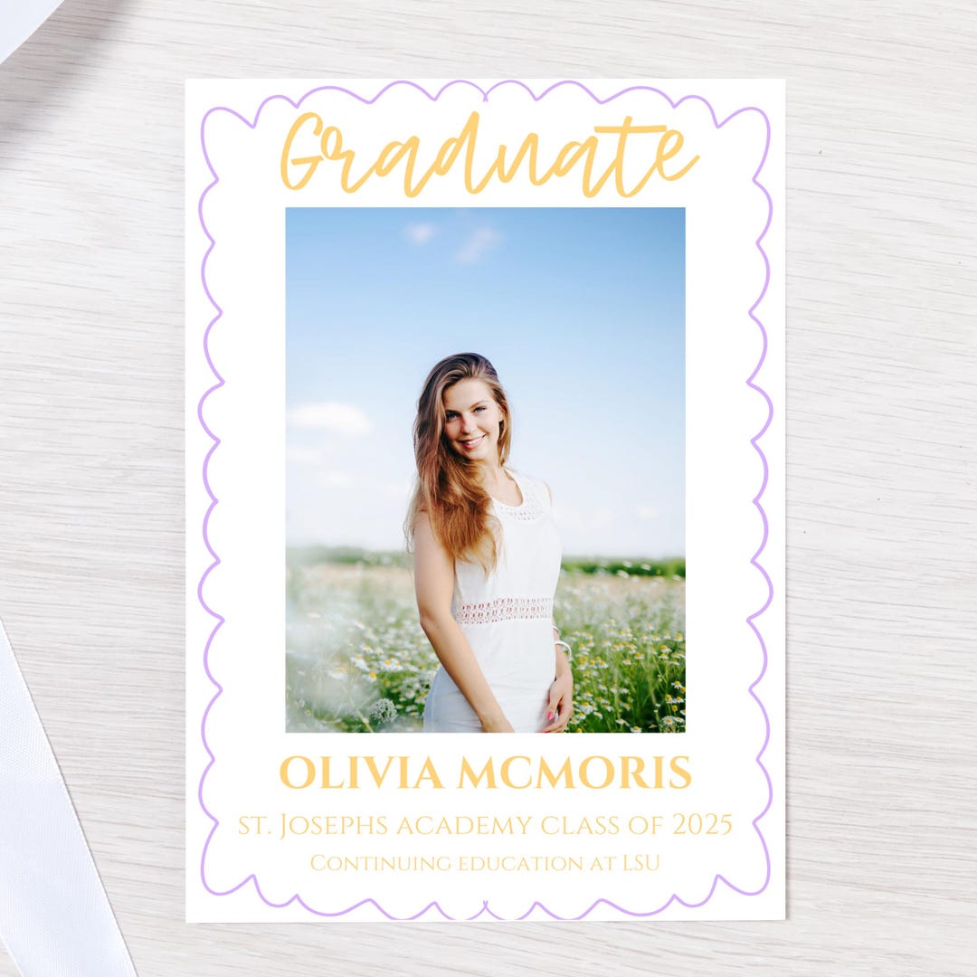 LSU Graduation Announcement Card: Minimalist Photo Invite (digital ...