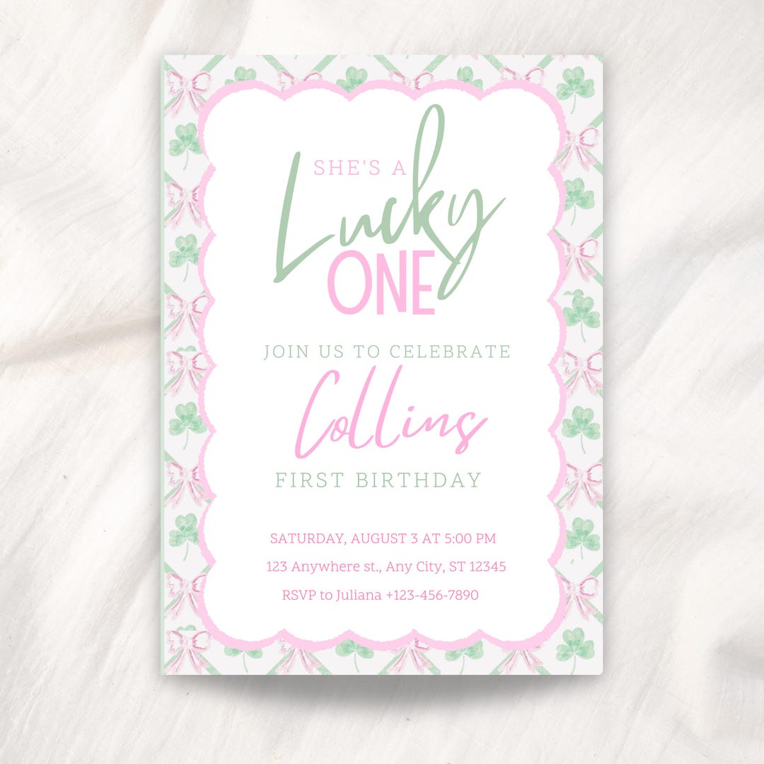 Lucky One First Birthday Invitation | Digital Download | Editable ...