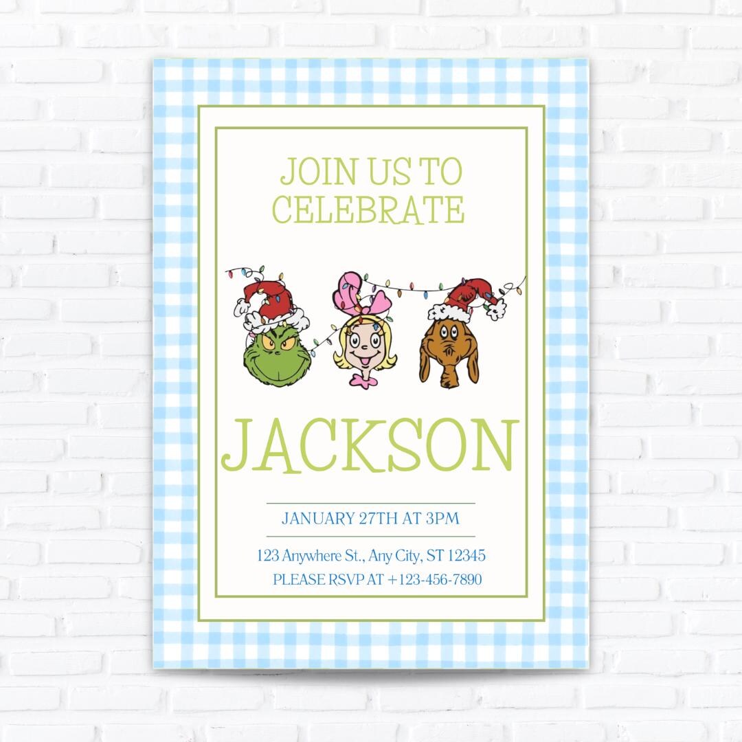 Whoville Christmas Birthday Invitation | Grinch Theme Party Invite ...