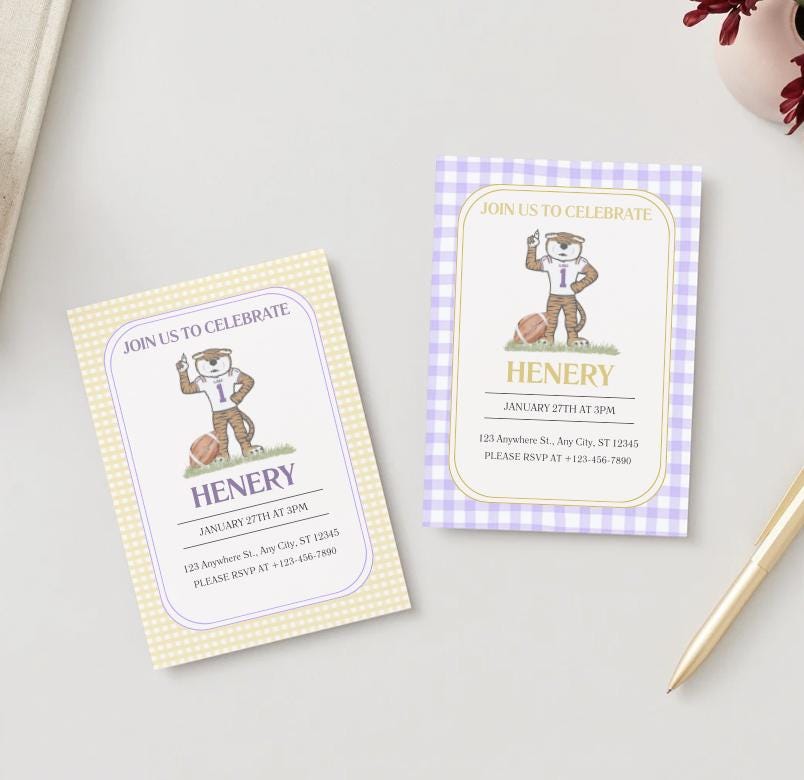 LSU Football Birthday Invitation: Editable Canva Template (digital E ...