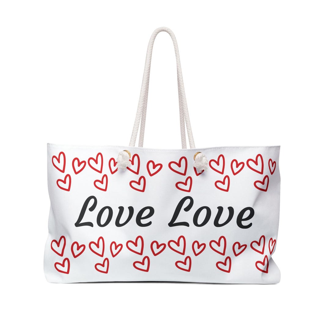 Love Love Weekender Bag | Red Heart Pattern, Romantic Valentine Tote - Etsy