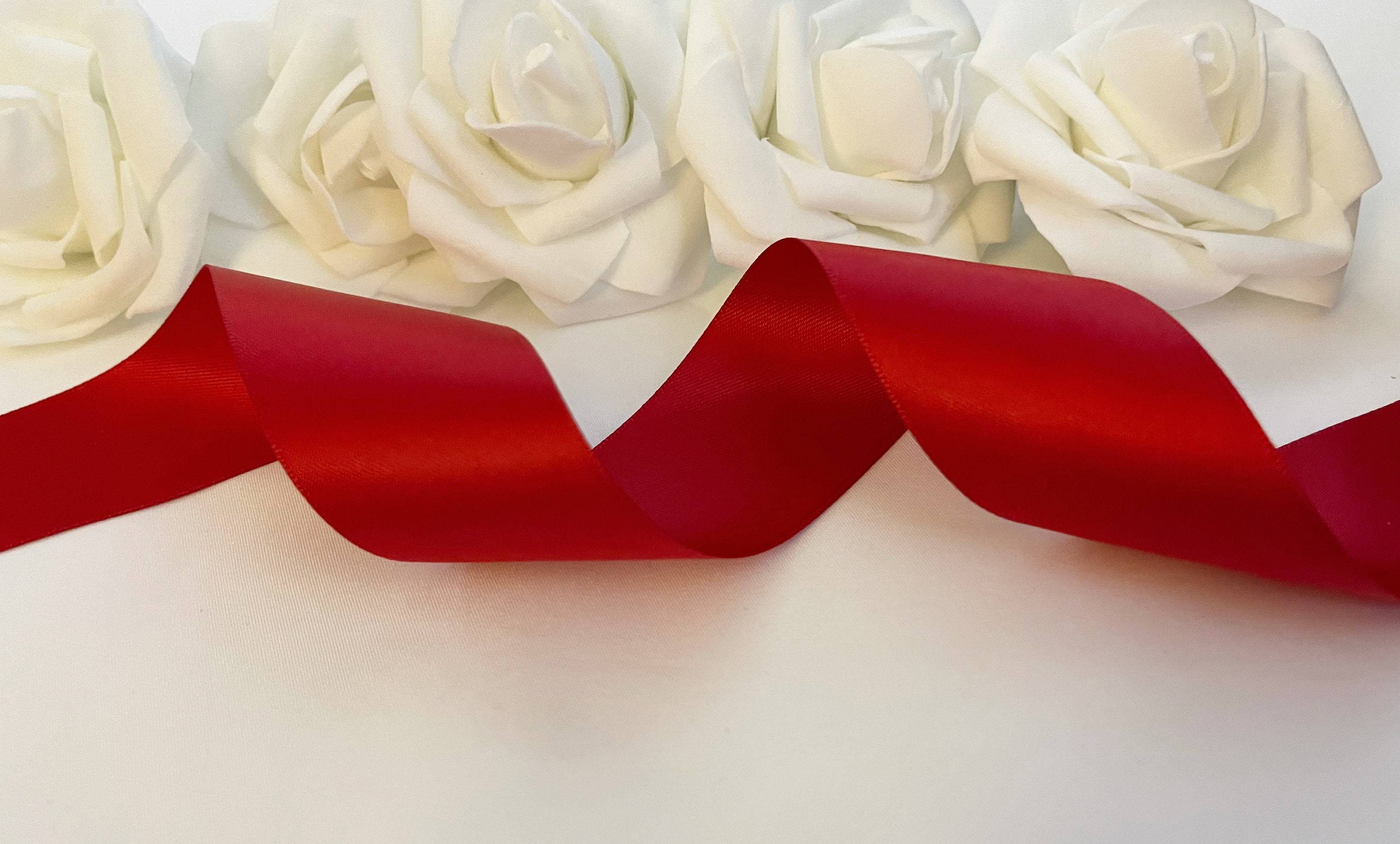 Red Ribbon Bright Red Satin Ribbon Double Faced Double Sided - Etsy