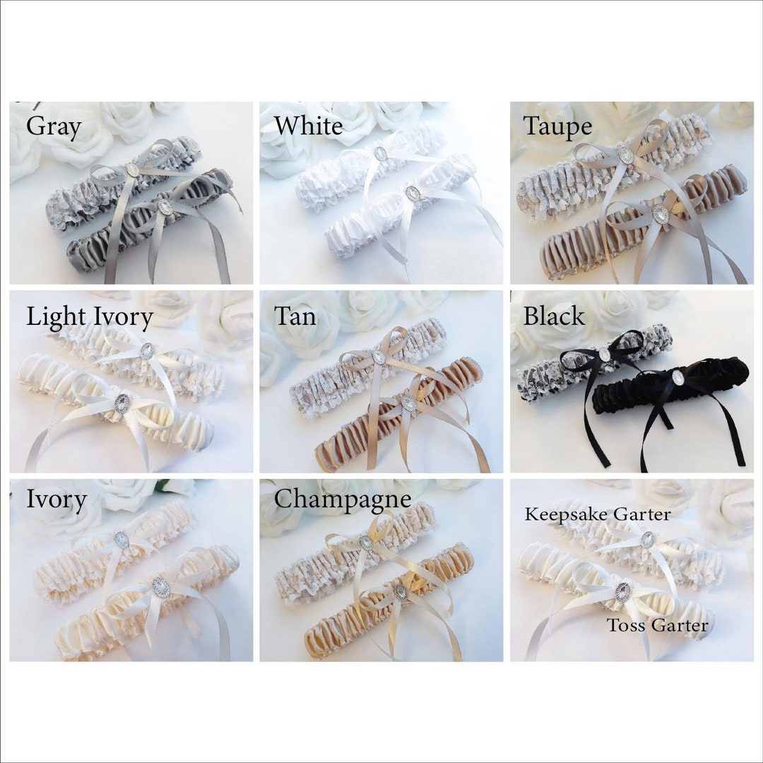 Gray Wedding Garter, Ivory Garter for Wedding, Black Wedding Garter Set ...