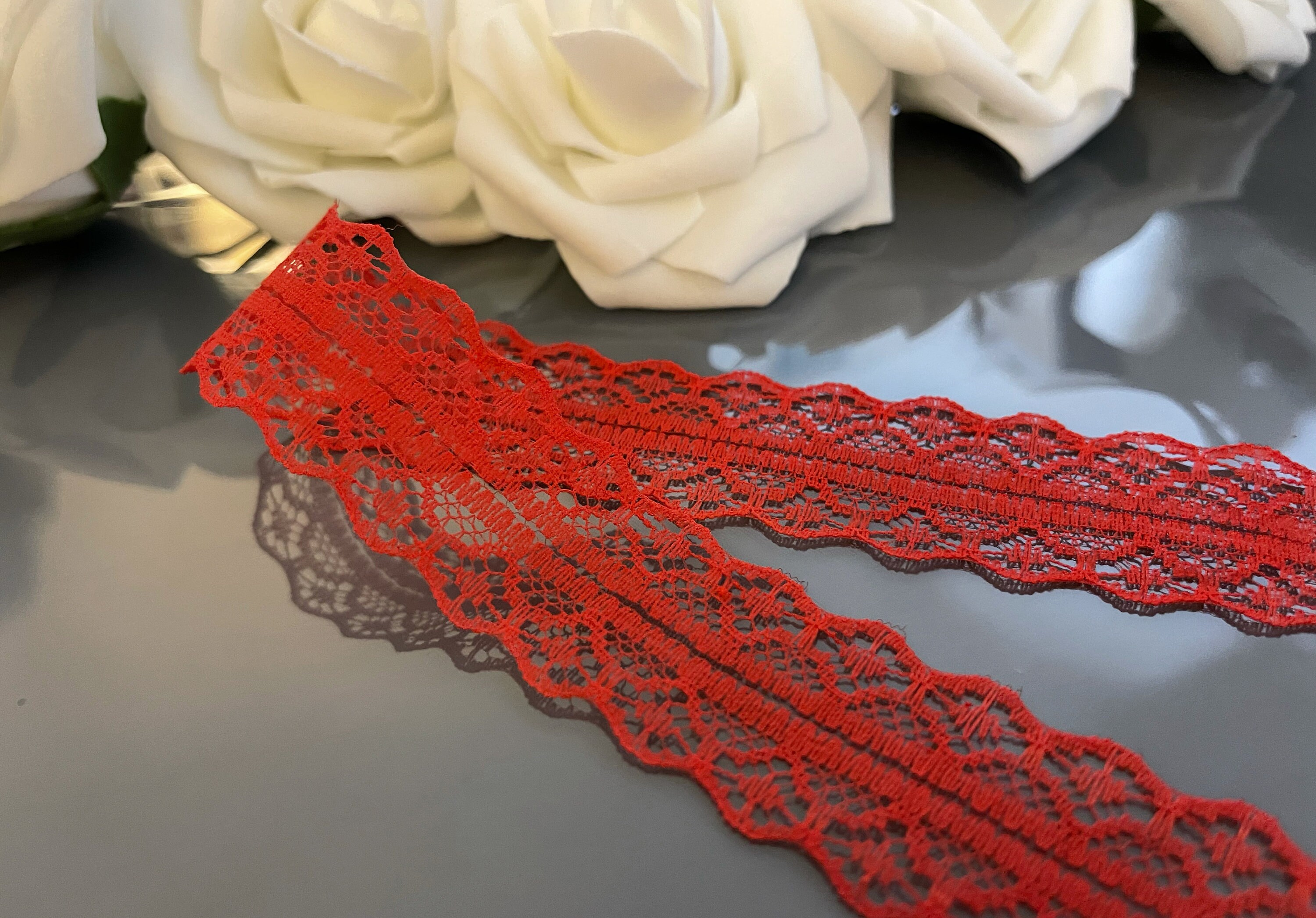 10 Yards Red Lace Trim Red Lace Red Lace Trim Ribbon Lace - Etsy