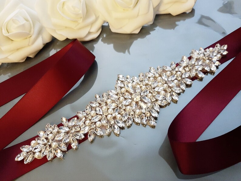 Wine Red Bridal Sash Wine Sash Belt Wedding Belt Belt for | Etsy