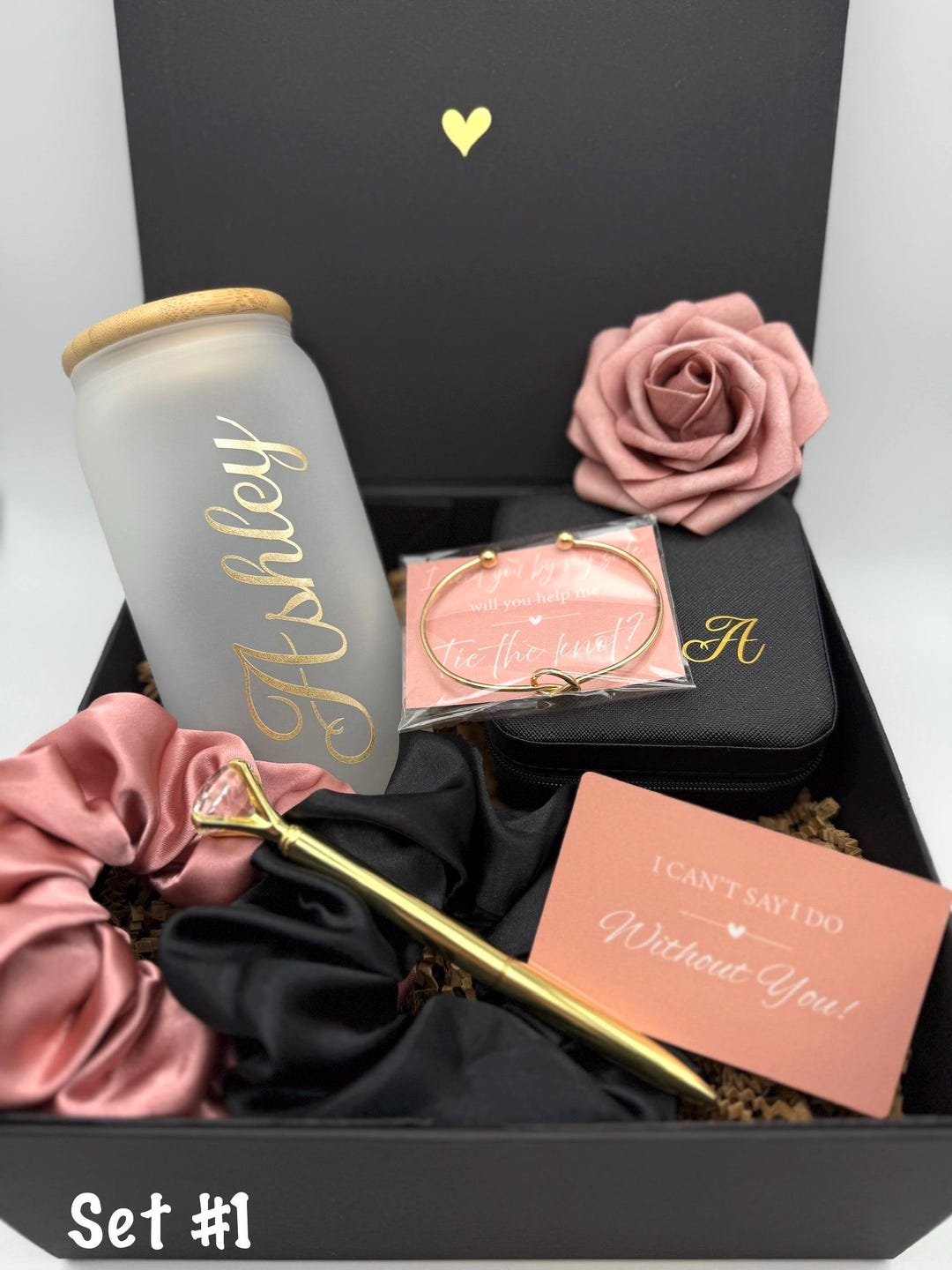 Bridesmaid Gift Box Will You Be My Bridesmaid Black Bridesmaid Box Set ...