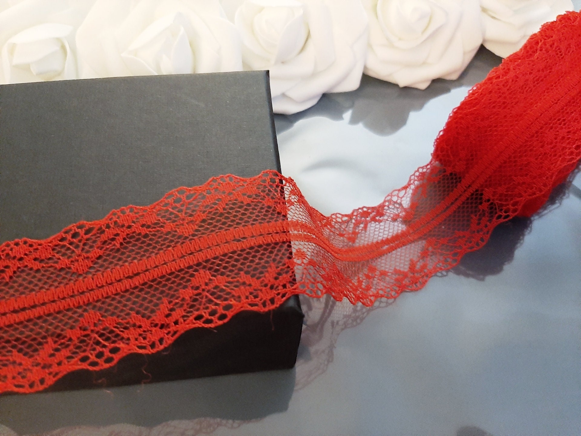 10 Yards Red Lace Trim Red Lace Trim Ribbon Lace Ribbon Lace | Etsy