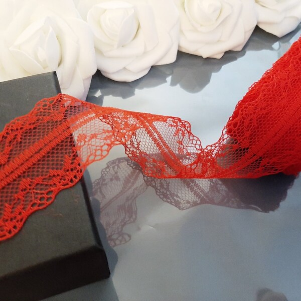 Red Lace Trim - Etsy