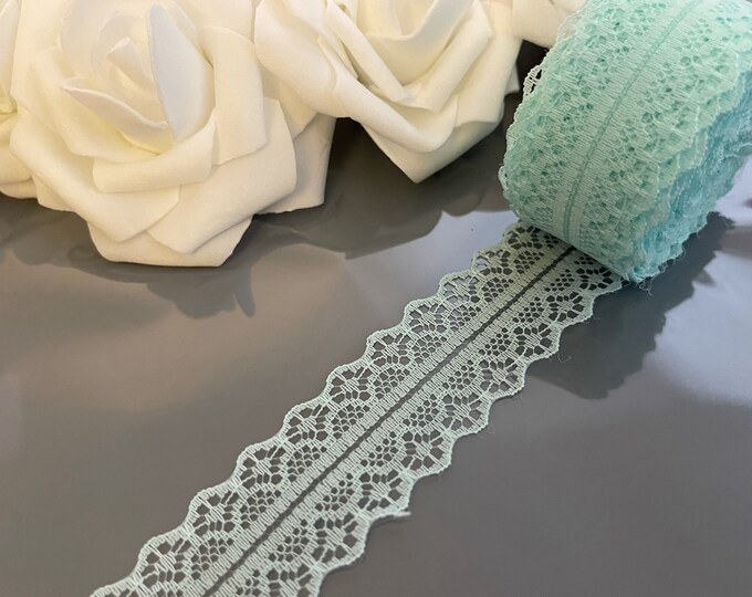 5 Yards 3/8 Green Tone Crochet Lace Trim, Teal Lace Trim, Crochet Lace ...
