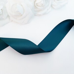 Teal Satin Ribbon, Double Sided Solid Dark Teal Ribbon, Double Side ...