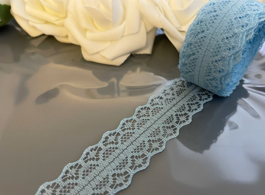 10 Yards Light Blue Lace Trim, Blue Lace, Baby Blue Lace Trim Ribbon ...