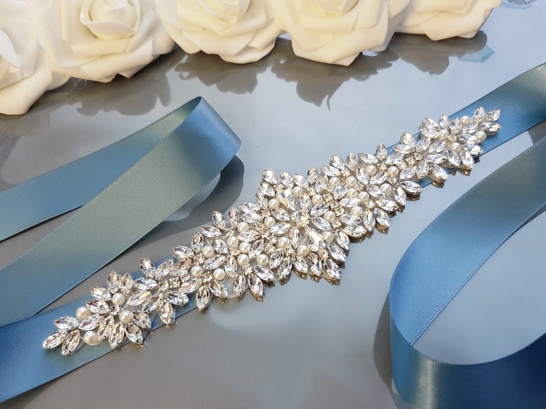 Dusty Blue Bridal Belt Dusty Blue Sash Wedding Belt Belt - Etsy